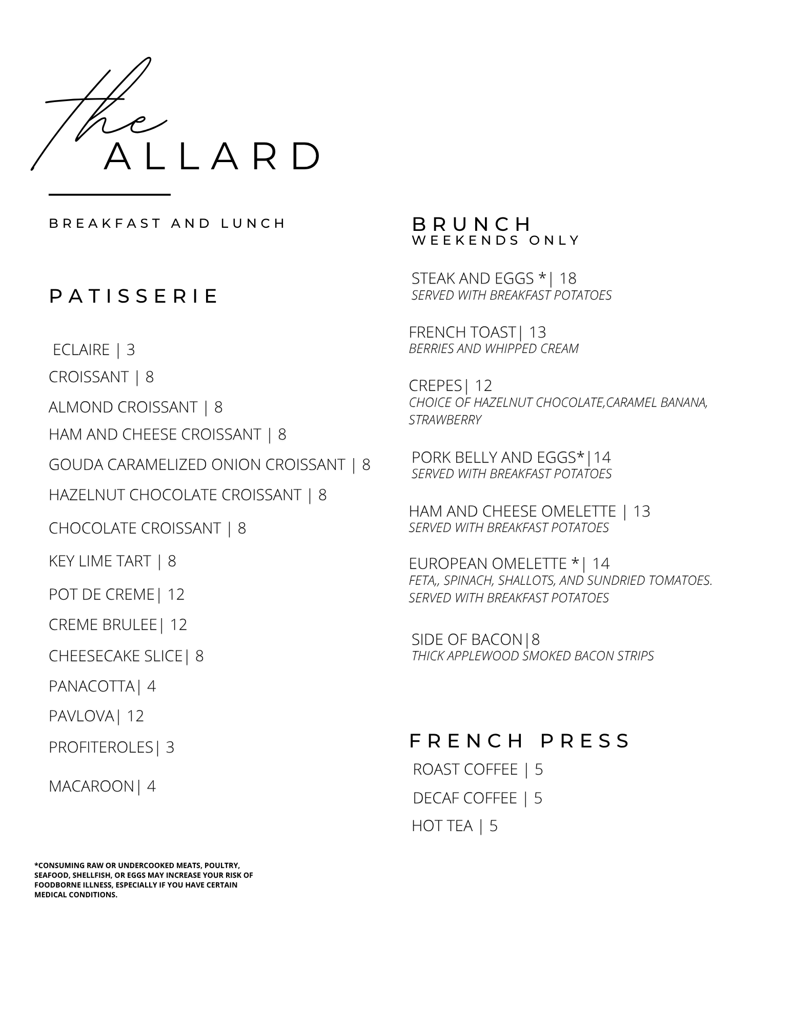 Our Menu | Click Here to Make a Reservation!