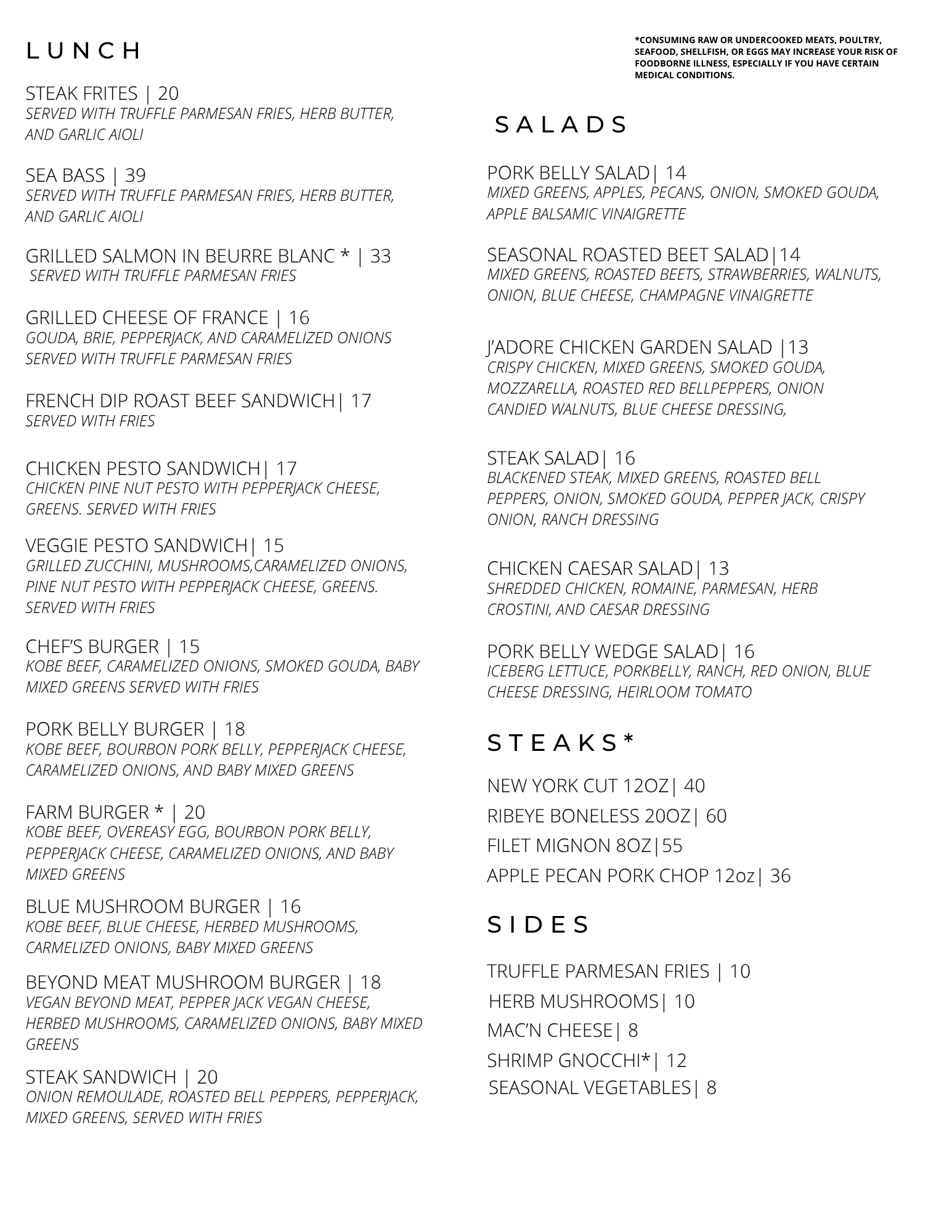 Our Menu | Click Here to Make a Reservation!
