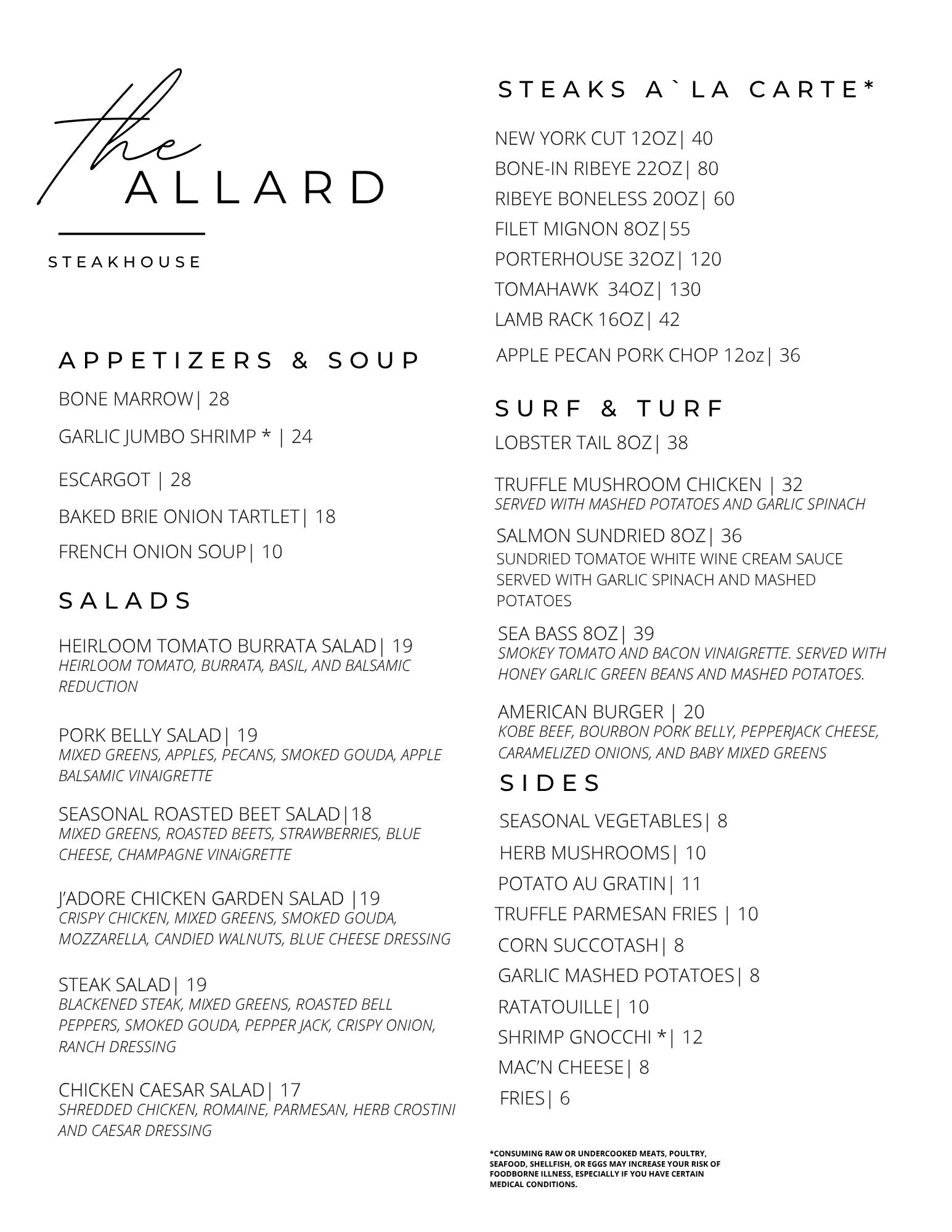 Our Menu | Click Here to Make a Reservation!